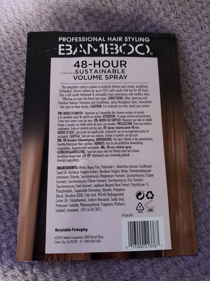 Alterna Bamboo Volume 48-Hour Sustainable Volume Spray 4.2 oz Rare New ...