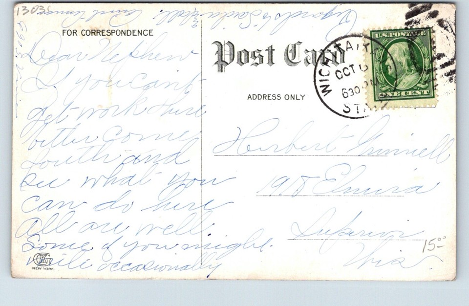 Postcard Kansas Wichita Eagle Building Street Posted | eBay