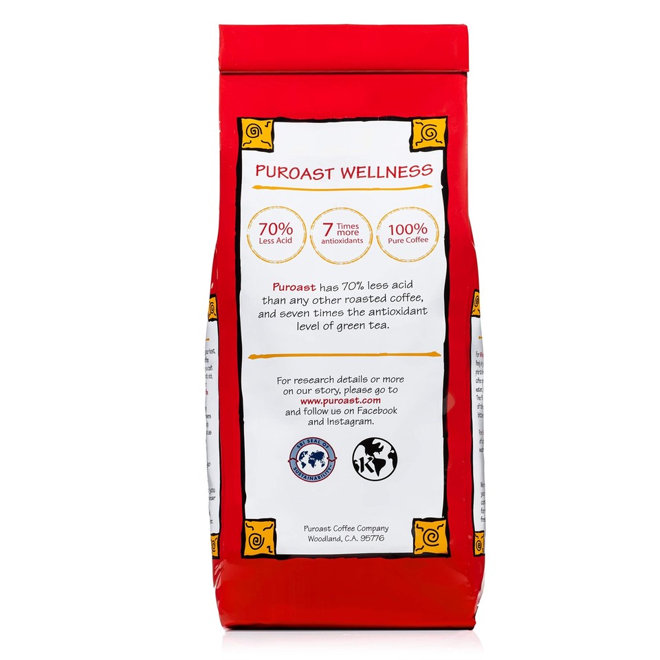 Puroast Low Acid Coffee Ground, Decaf French Roast, Dark Roast ...