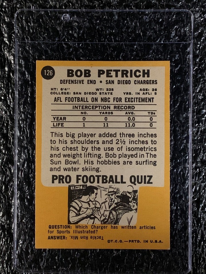 1967 Topps Football #126 Bob Petrich NM | eBay