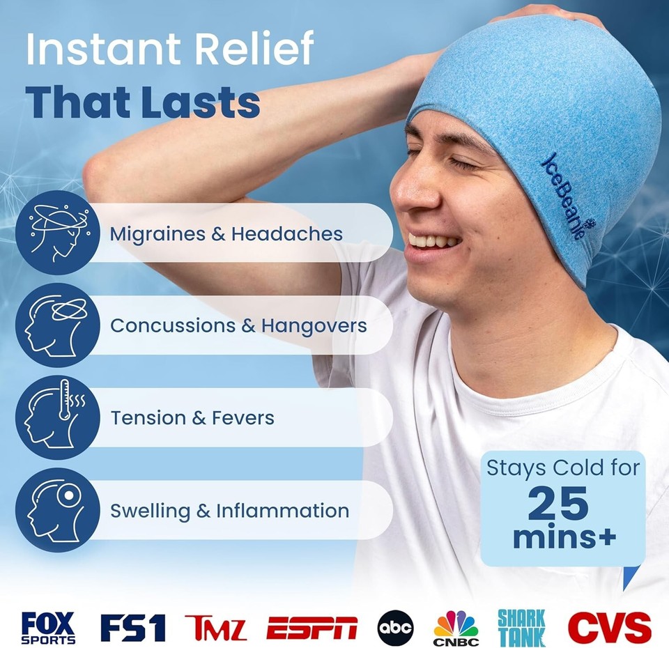Ice Beanie Natural Migraine Relief - Eliminate Tension Headaches ...