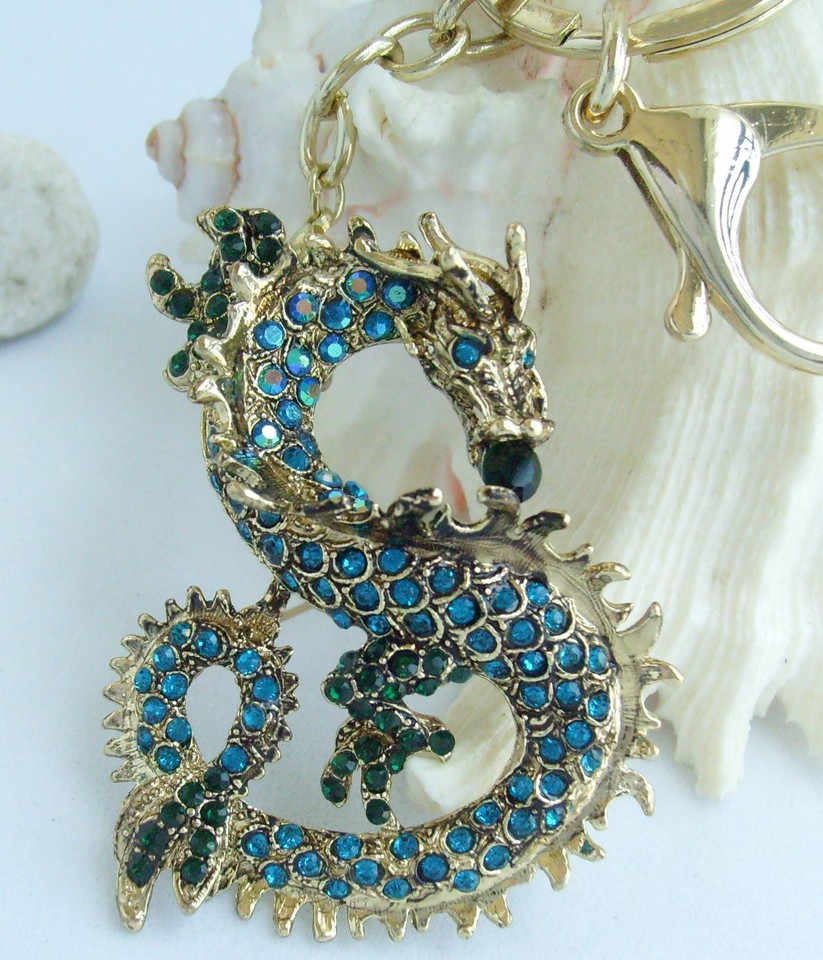 Unique Animal Dragon Keychain Austrian Crystal Pendant Art Decoration ...