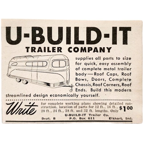 1949 U Build It Trailer Company Advertisement Mobile Home RV ...