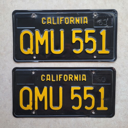 DMV clear 1963 California Black License Plates 1964 1965 1966 1967 1968 ...