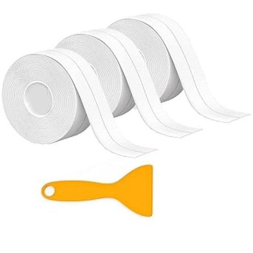 3 Roll Caulk Tape, 1.5" x 10.5Ft Self Adhesive Caulk Strip with Sealing ...