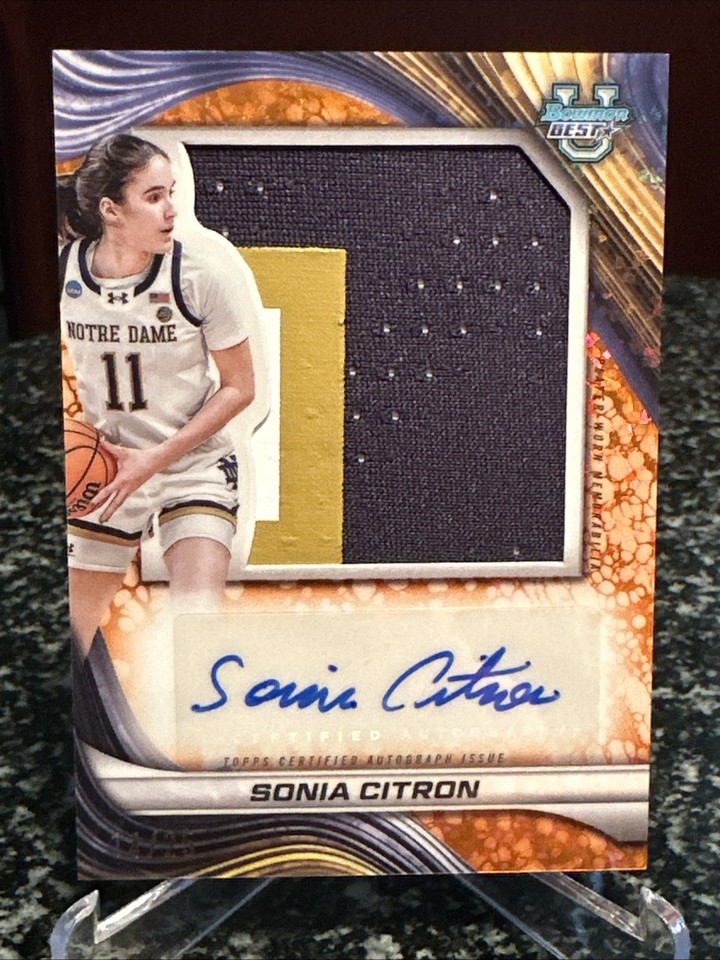 2024/25 Bowman U Best Sonia Citron Orange Diamond Jumbo Relic Auto 14/ ...