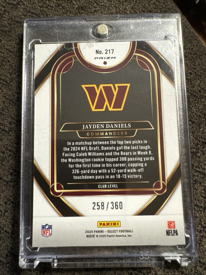 2024 Panini Select - Club Level Jayden Daniels #217 Purple Shock Prizm ...