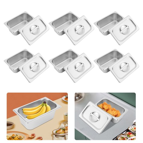 6pcs Stainless Steel Trays With Lids, Food Storage Containers Stackable ...