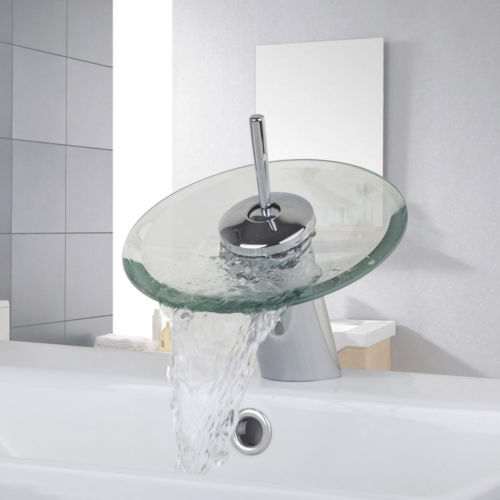 Chrome Glass&Brass Bathroom Basin Sink Mixer Faucet Single Handle Deck ...