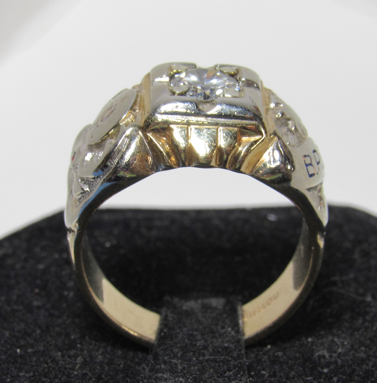 Gothic 14k Yellow Gold Elks Masonic .75ct Diamond Ring Sz 9.25 HTWSSTKS ...