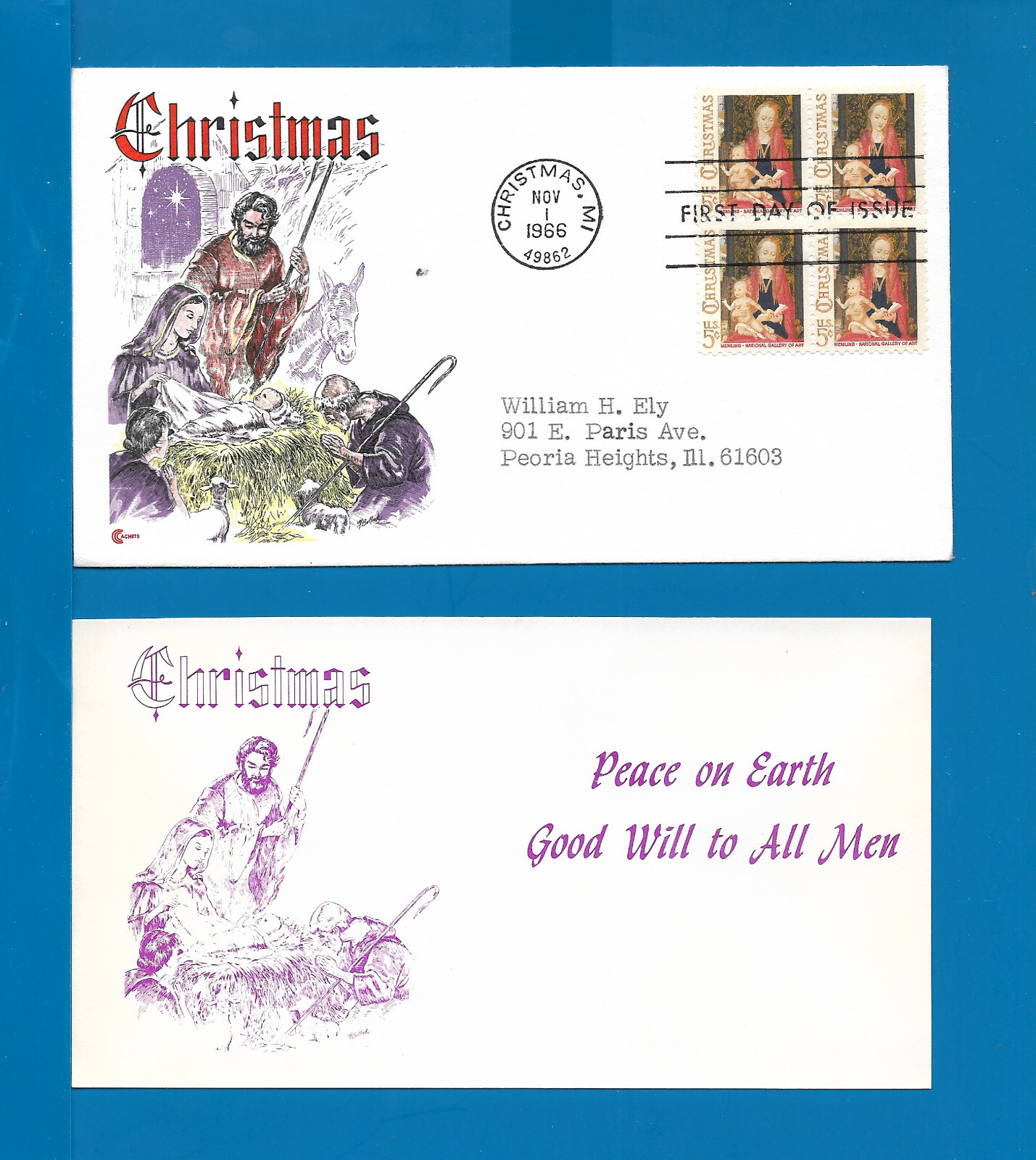 Scott 1321 Madonna and Child w Insert BL4 Nov 1, 1966 Cover Craft FDC ...
