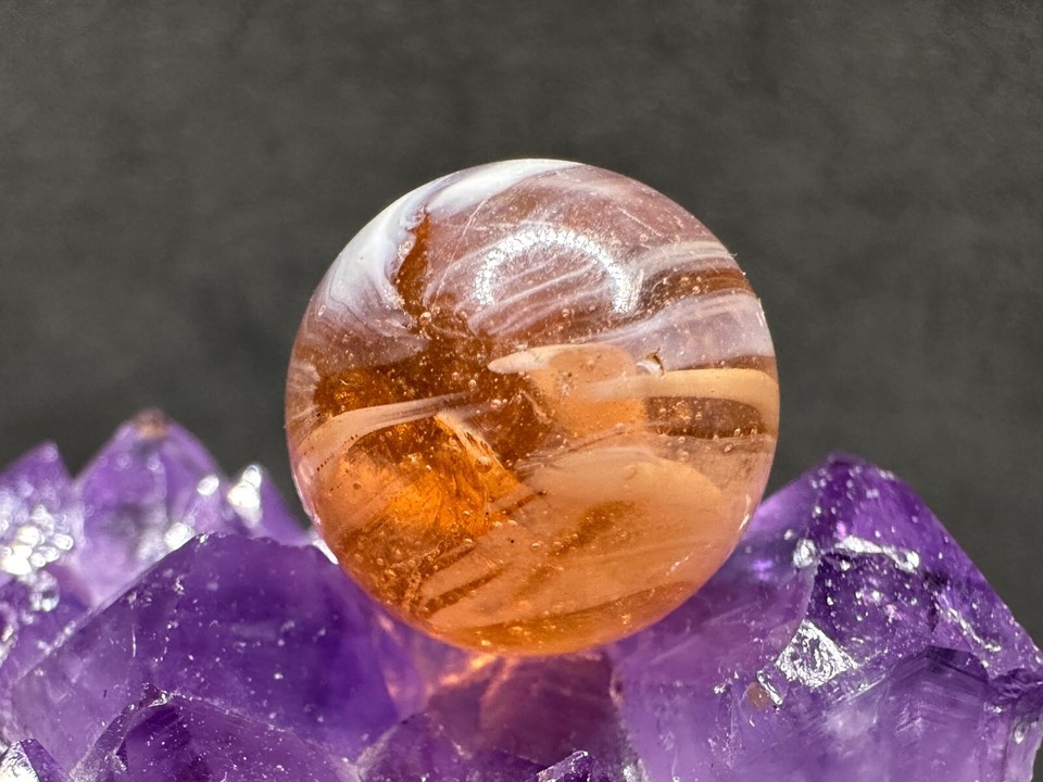 PRETTY Vintage Master PEACH Brushed Sunburst Slag Marble - .67 ...