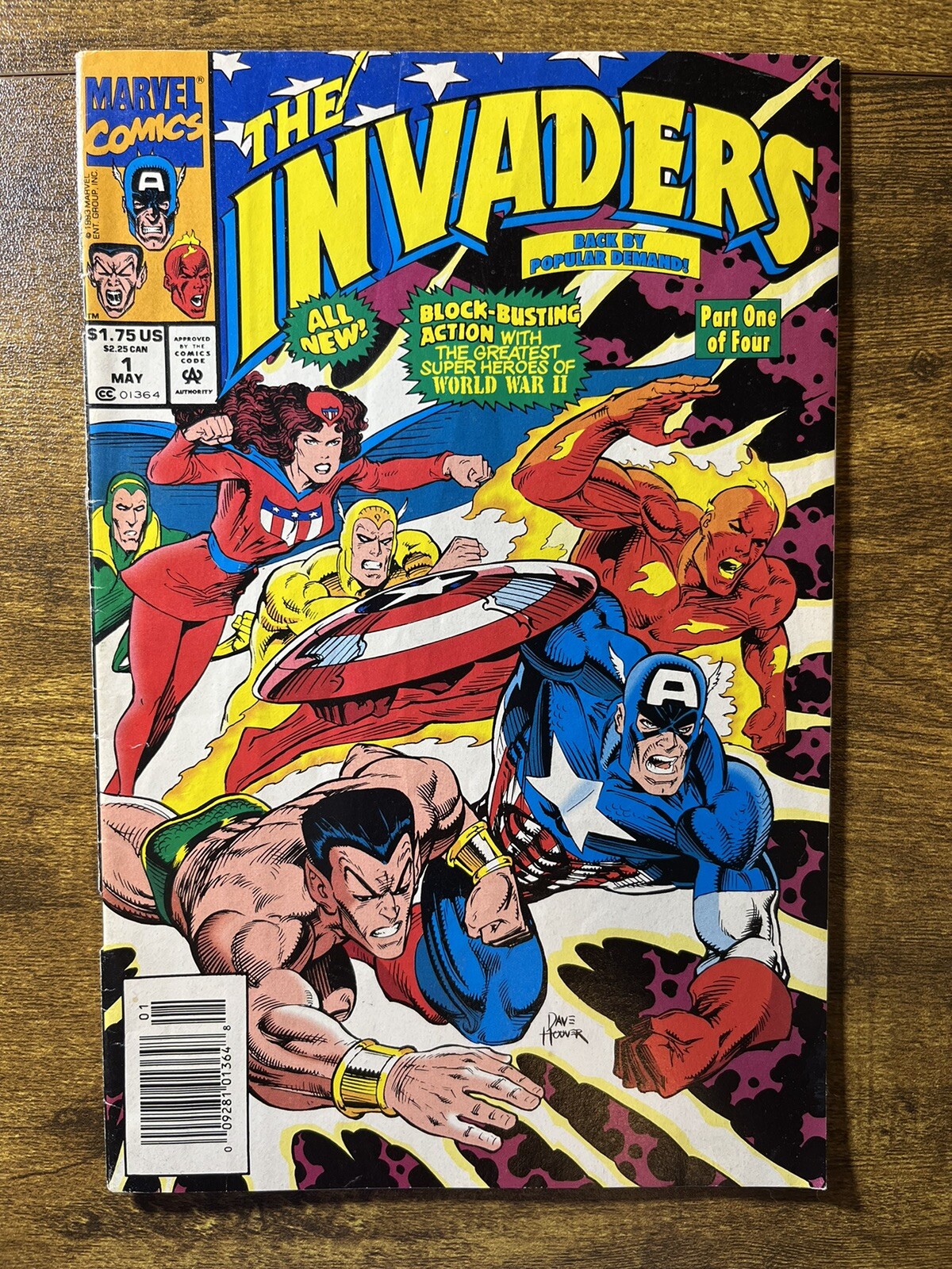 THE INVADERS 1 NEWSSTAND CAPTAIN AMERICA DAVE HOOVER COVER MARVEL 1993 ...