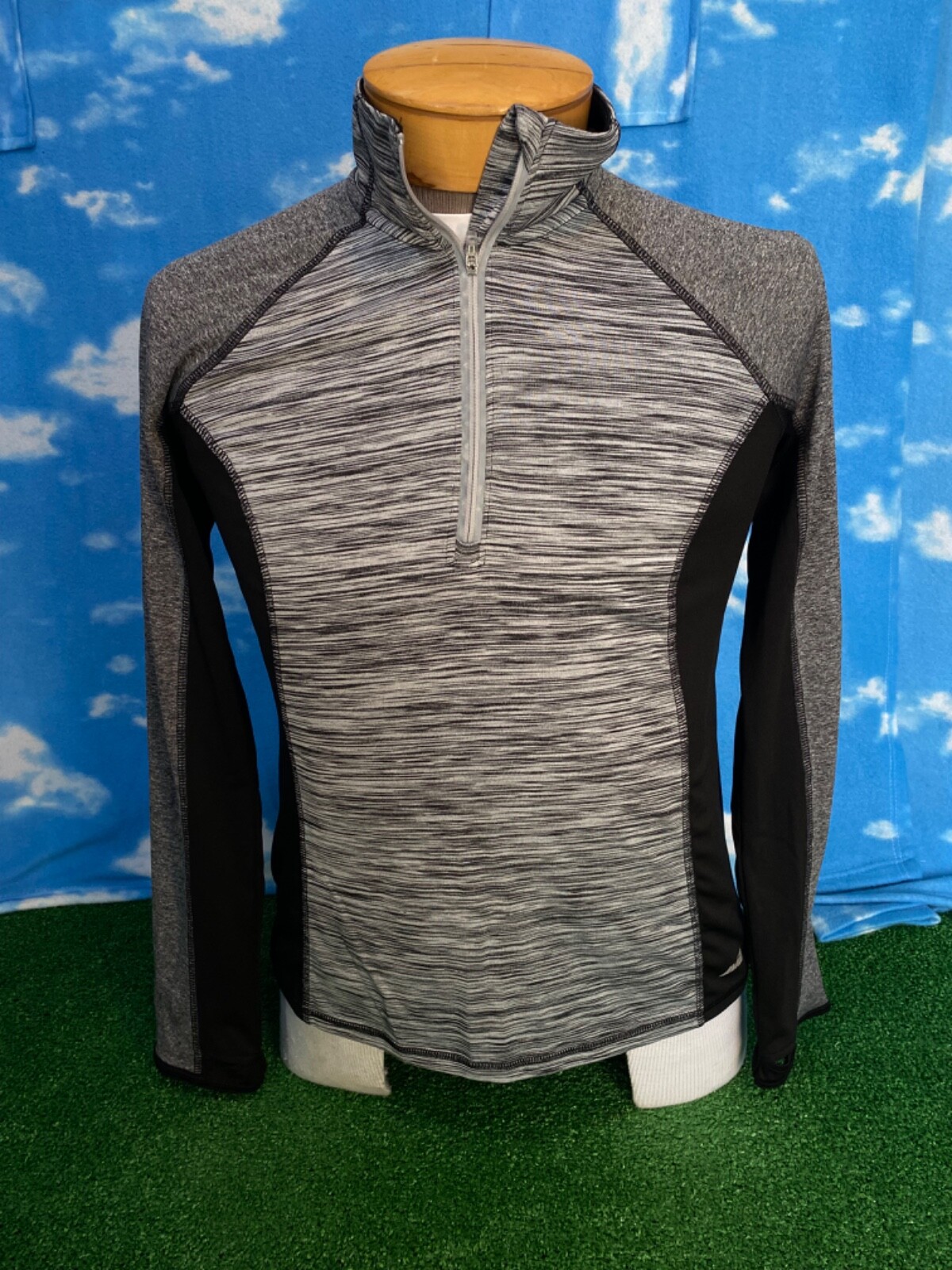 Avia Jacket Sweatshirt pullover womens ladies medium 1/4 zip Gray Black ...