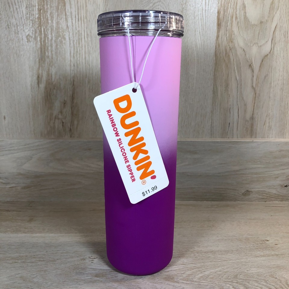 DUNKIN' DONUTS Rainbow Silicone Sipper Tumbler-Purple Ombre-No Straw ...