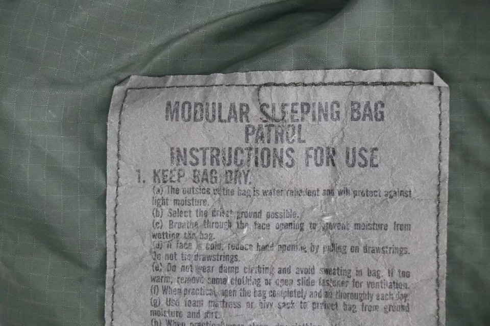 US Military OD Green Modular Patrol Sleeping Bag Sleep System ...