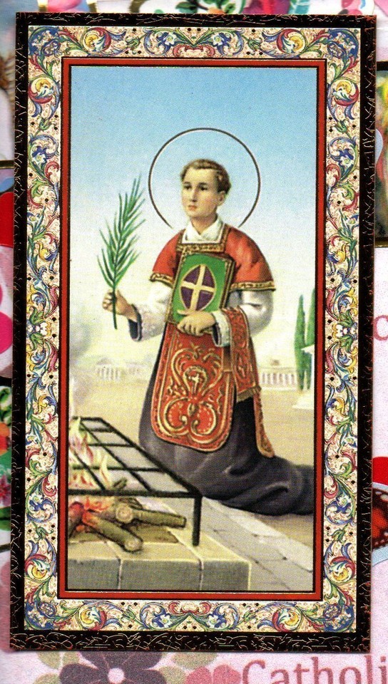 Saint St. Lawrence - Prayer - gold trim - Paperstock Holy Card 734-476 ...