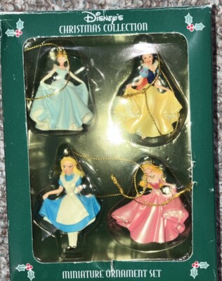 DISNEY CHRISTMAS COLLECTION MINIATURE ORNAMENT SET 4 PRINCESSES IN BOX ...