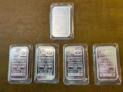 Five sealed Johnson Matthey 1 Troy Ounce .999 Silver Bars - Consecutive Serial # | eBay