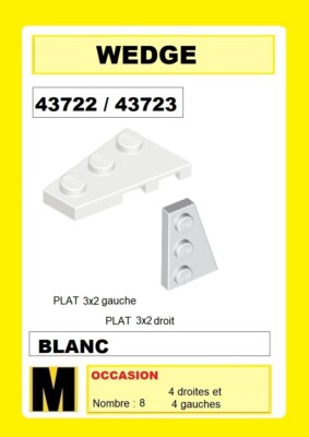 LEGO WEDGE - 8 PLATS 3x2 (gauche et droites) - 43722 / 43723 - BLANC | eBay