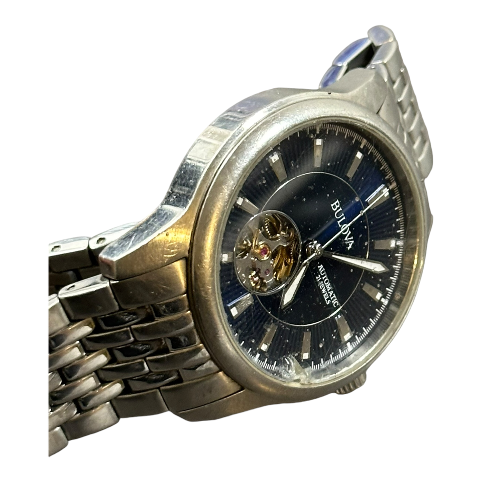 Bulova Men's Classic Automatic Blue Dial Stainless Steel Watch - 96A189 ...