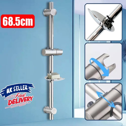 Shower Riser Rail Kit Slider Adjustable Chrome Head Holder Bracket ...
