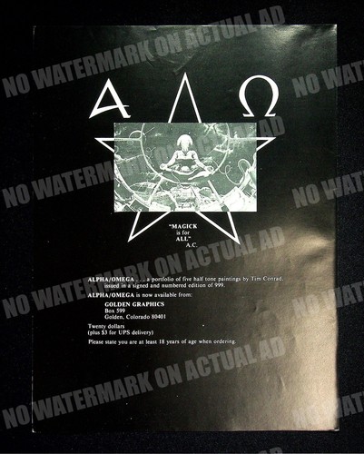 Alpha / Omega Tim Conrad Golden Graphics Trade Print Magazine Ad Poster ...