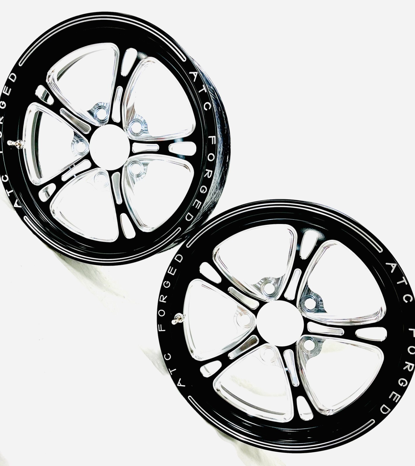 17" Front Drag Racing Wheels - "PRIMA" - Black Contrast Cut - Set of 2 ...