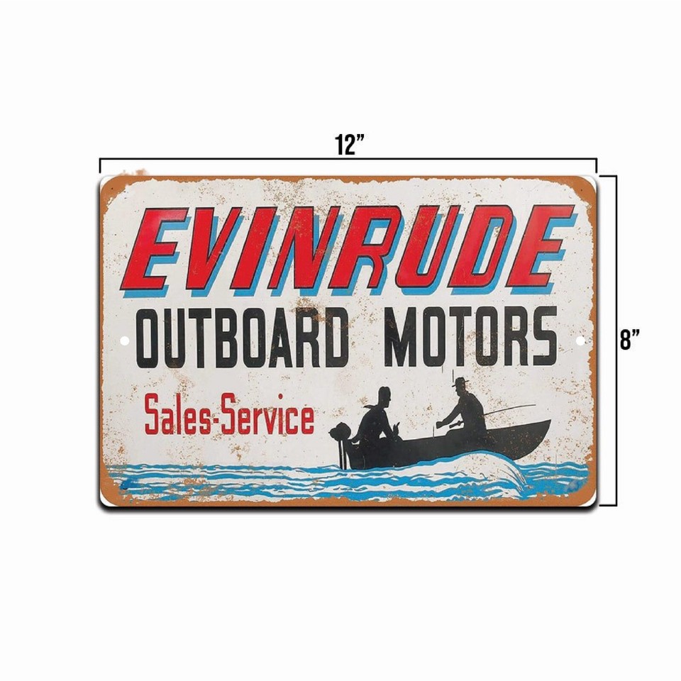 New Tin Sign Evinrude Outboard Motor Vintage Aluminum Metal Sign 8x12 ...