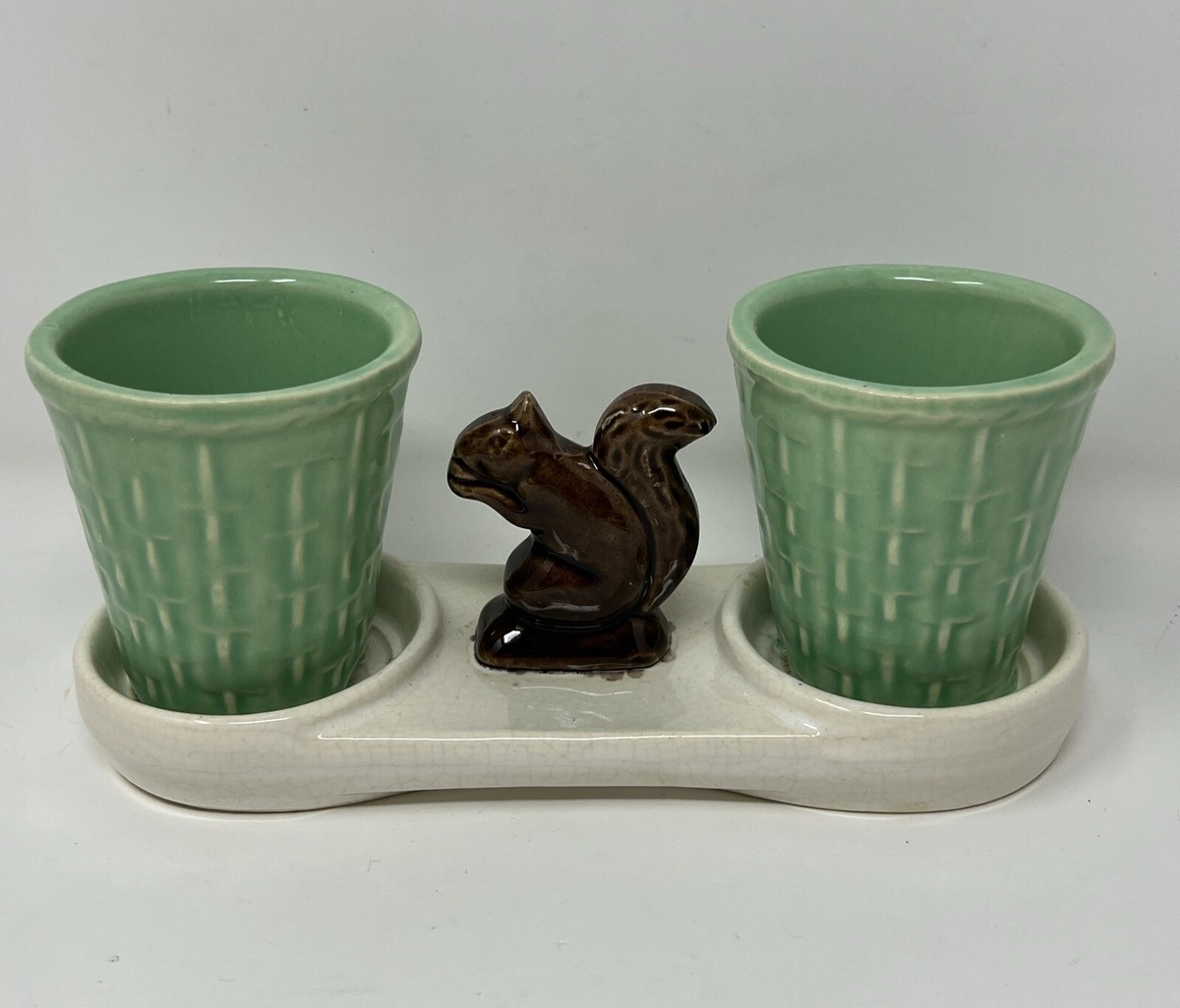 Vintage Green Squirrel Planter