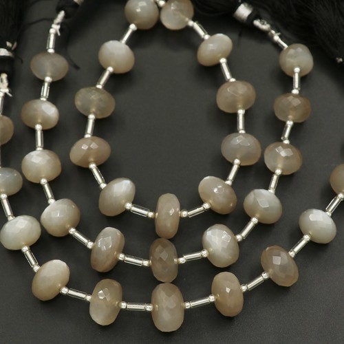 7"Strand Natural SilkyFire Moonstone Faceted Rondelle Shape10-12mm ...