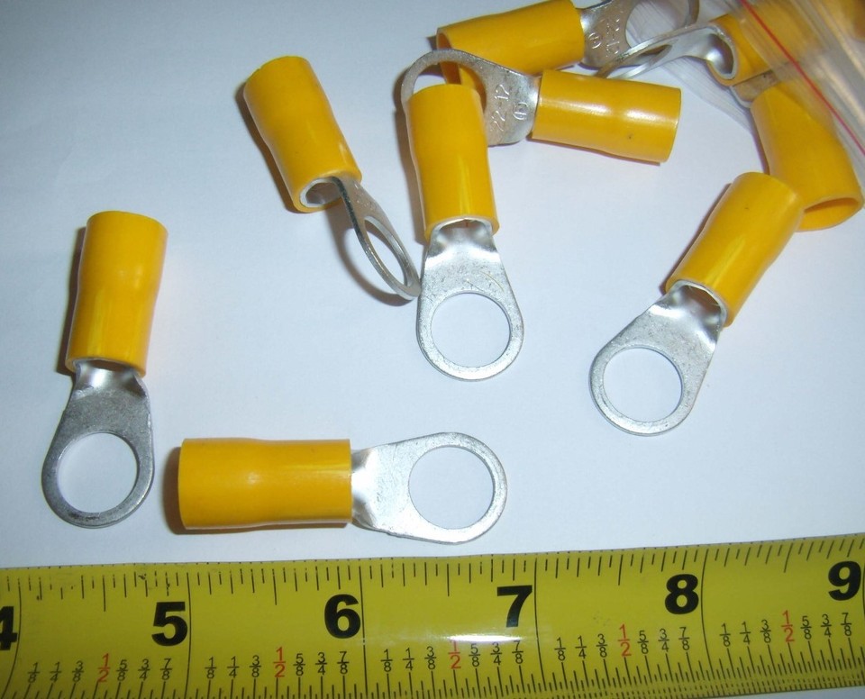 2 Wire Ring Terminal 4 Gauge Ga AWG 1/2" Connectors Car Audio ...