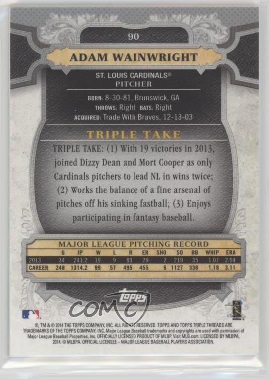 2014 Topps Triple Threads Amber /125 Adam Wainwright #90 | eBay