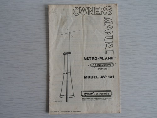 AVANTI AV 101 ASTRO PLANE CB ANTENNA.....................RADIO_TRADER ...