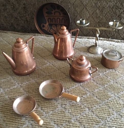 Lot of Copper Miniatures doll house Kitchen ware | eBay