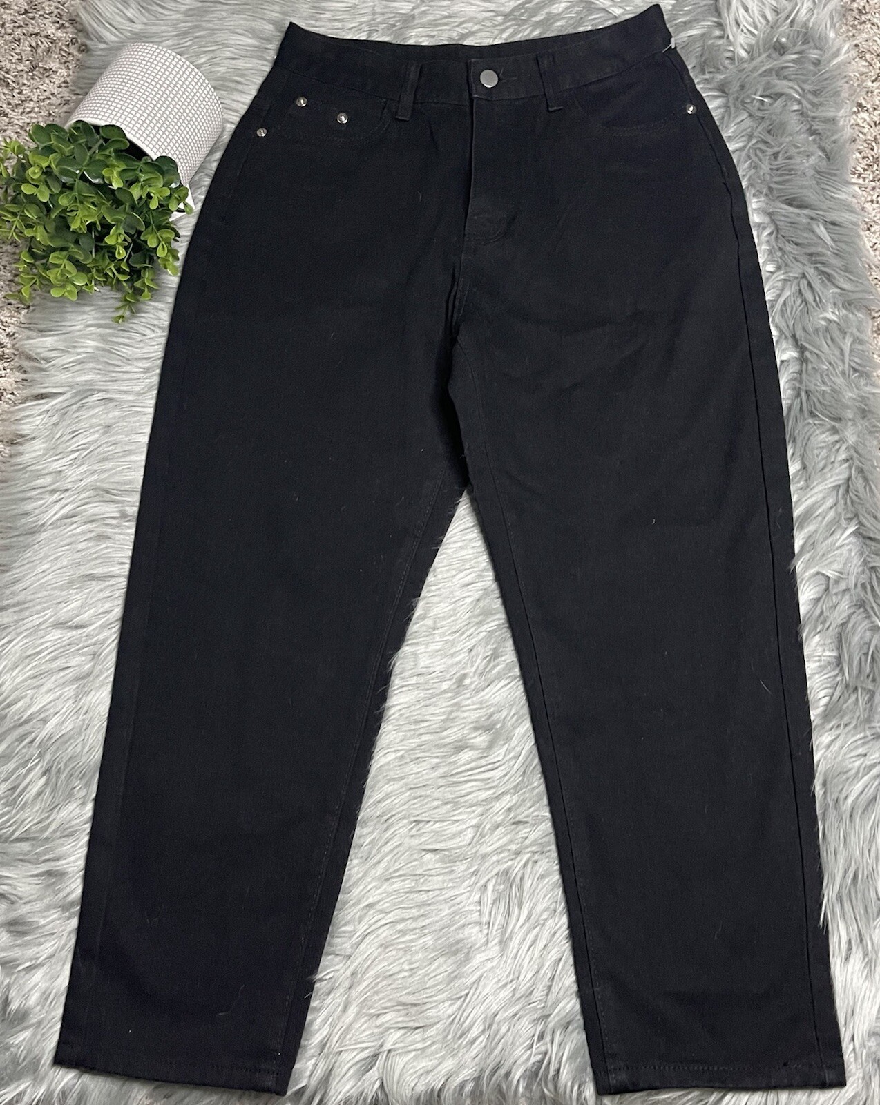 Vintage Shein Mom Jeans Women’s W28 L24 Black Denim Waist High Rise ...