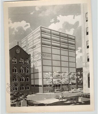 ARCHITECTURE Drawing NYU Business Building NEW YORK Vintage 1950s Press ...