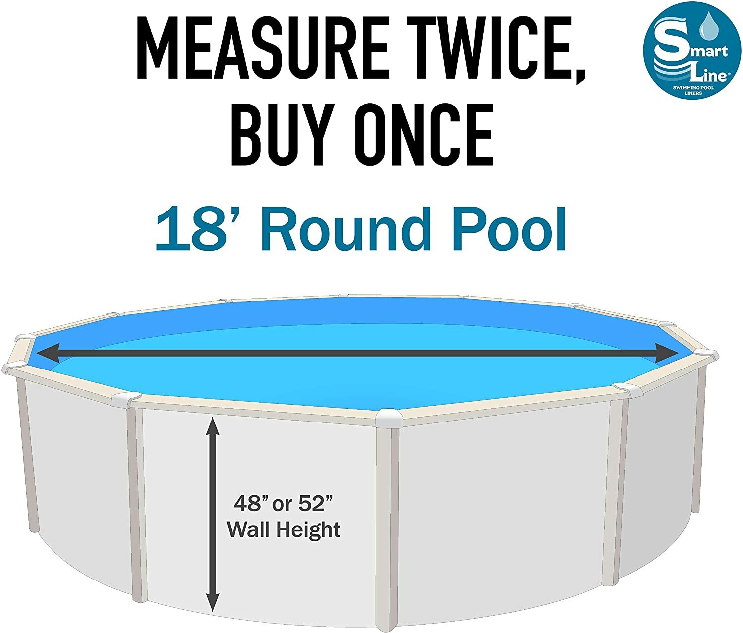 SmartLine 18' Round Overlap Boulder 25 Gauge Swimming Pool Liner w ...