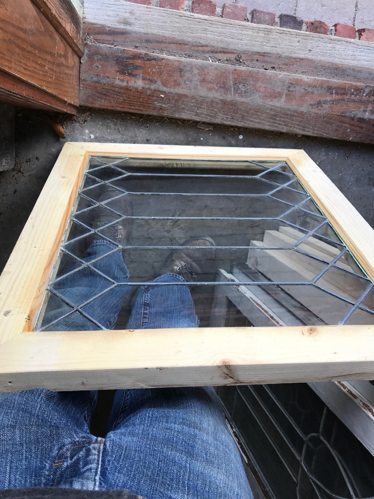 Sg 3045 Antique leaded glass transom window 24.75 x 29 Newframe | eBay