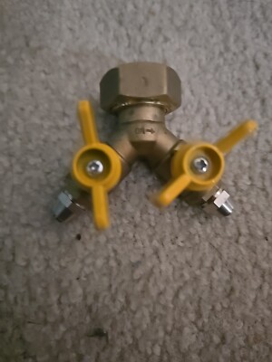 Heavy Duty Solid Brass 2 Way Garden Hose Splitter Nozzle Switcher Co ...