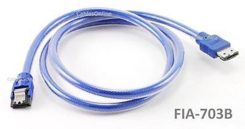 3 ft. SATA-II to eSATA 3GBps Blue Round Data Cable, I-L Connectors ...