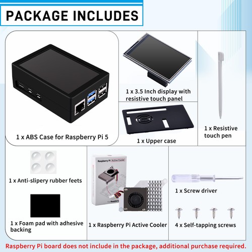 GeeekPi 3.5 HDMI Touch Screen & Case for Raspberry Pi 5 + Active Cooler ...
