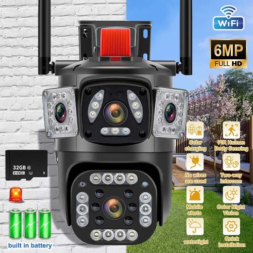 Outdoor Waterproof Wireless WiFi Security Camera Outdoor Tri Lens ...