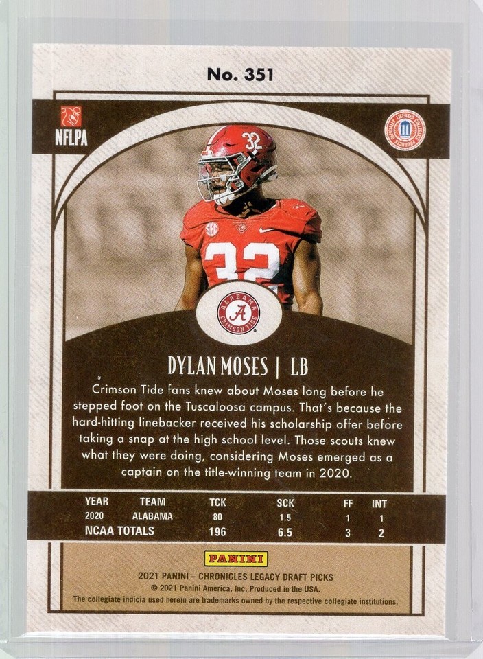 2021 Panini Chronicles Draft Picks Legacy Rookies #351 Dylan Moses rc | eBay