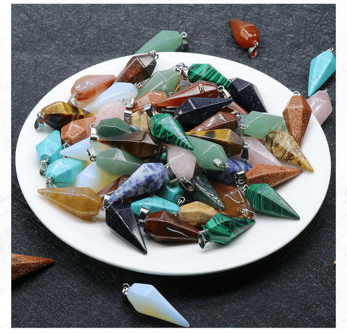 Wholesale 12pcs Natural Mixed Stone Pendulum Pendant Bead Jewelry Making 14X30mm | eBay