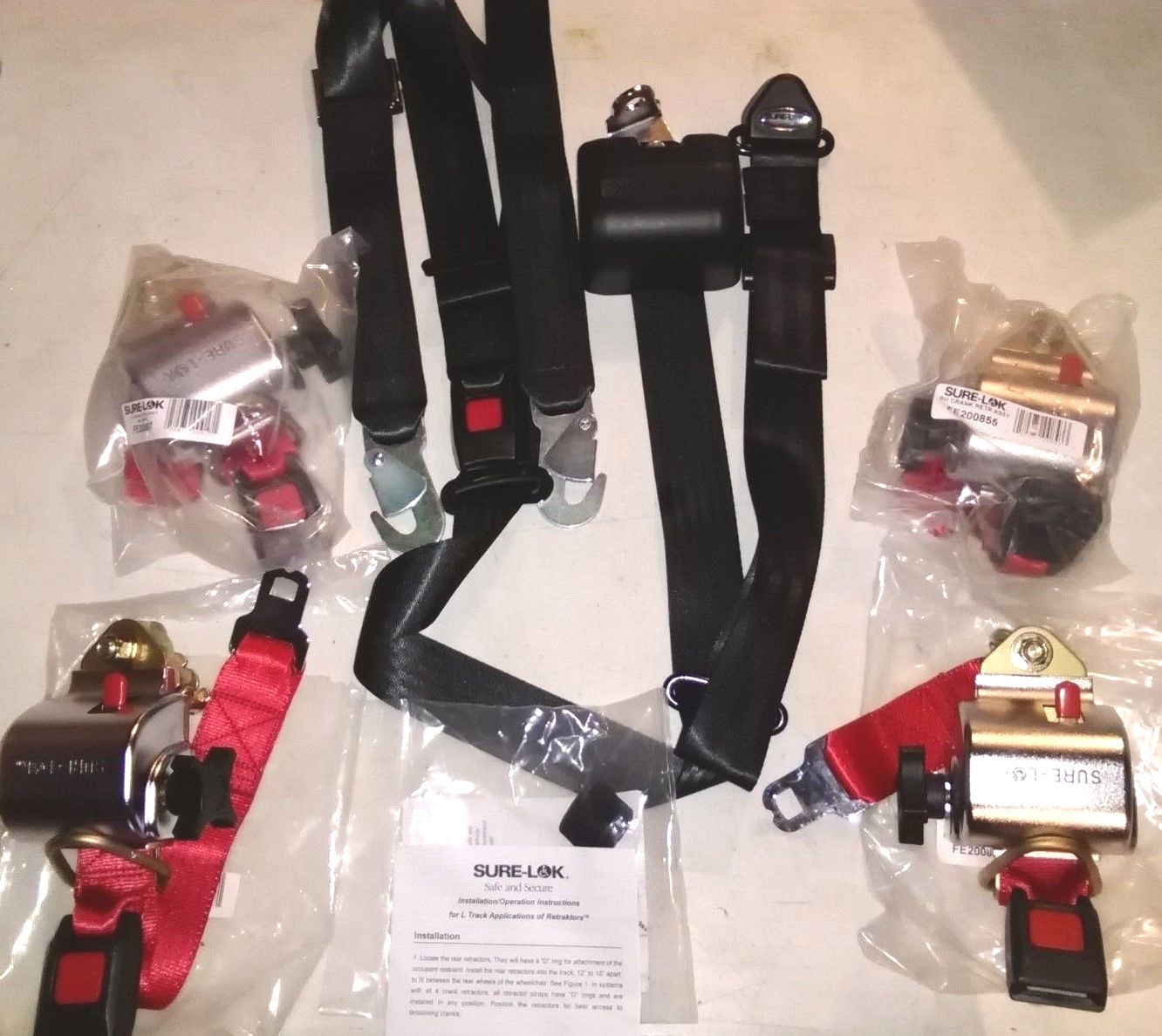 SURE-LOK WHEELCHAIR TIE DOWN KIT FF612-4C CRANK RETRACTORS FF627-4C ...