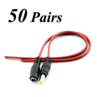 50 Pairs 100pcs 5.5x2.1mm Male + Female DC Power Connector Cable Plug ...