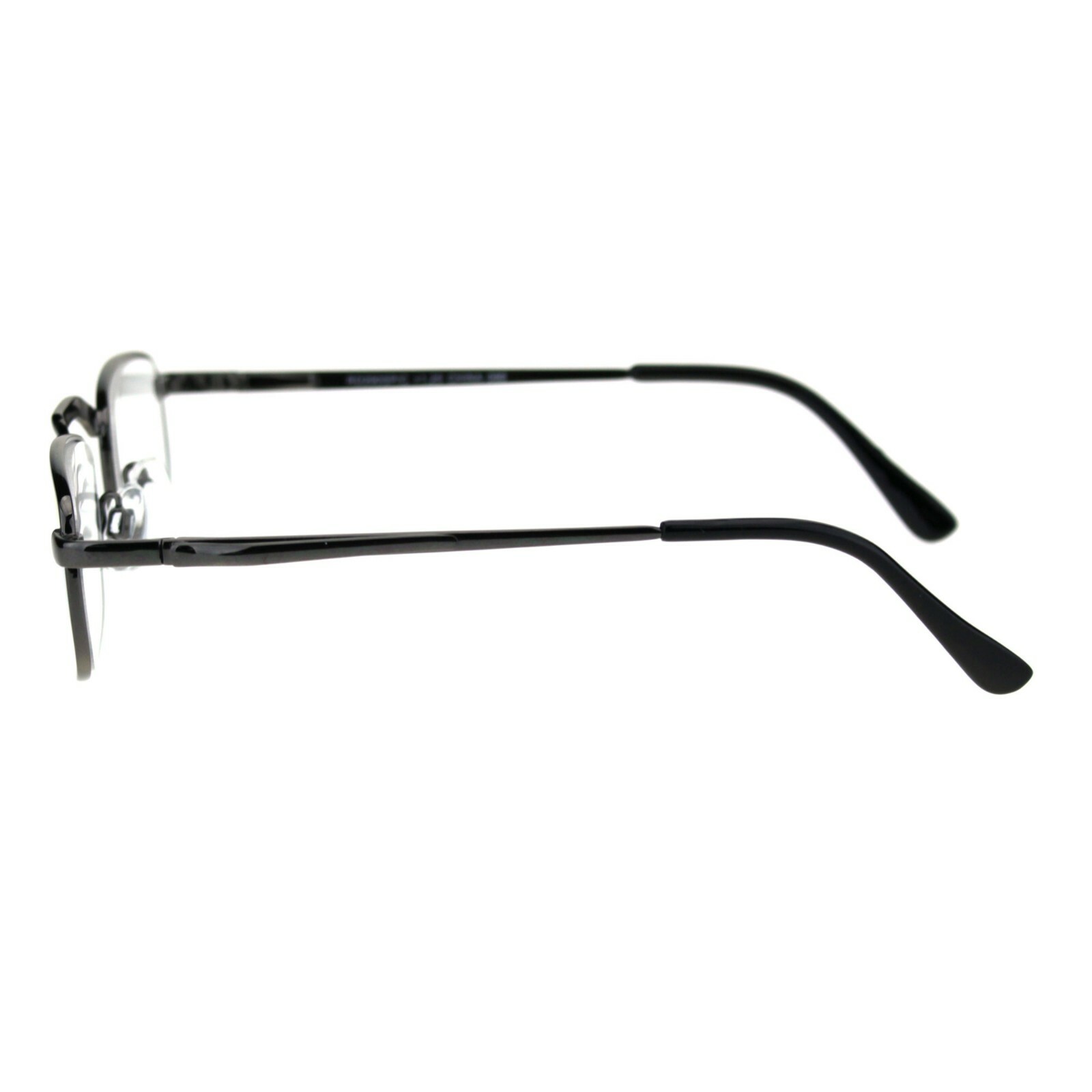 Mens Pocket Clip Arm Spring Hinge Rectangular Metal Rim Reading Glasses ...