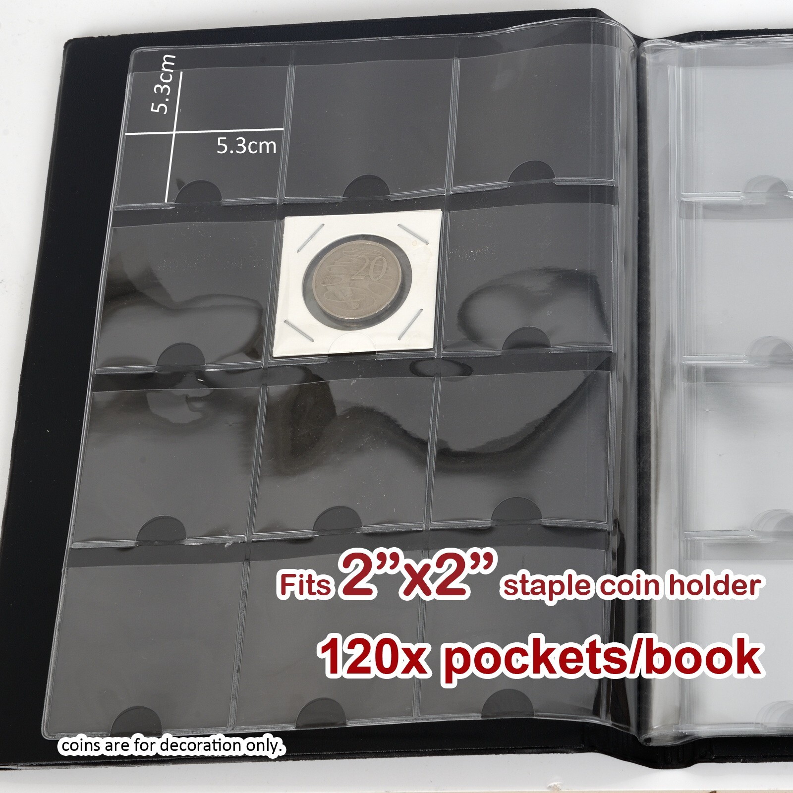 Coin Holder Staple 2" Collection Album Storage 120 Pocket Cardboard 31 ...