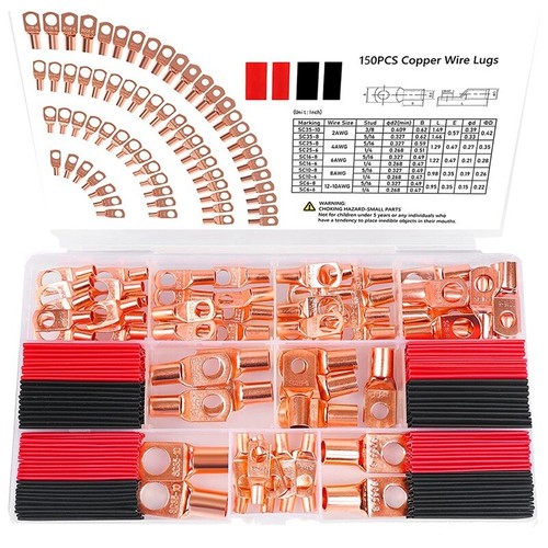 150pcs Terminal Connectors, Copper Cable Shoes, Used for AWG12-10 8 6 ...